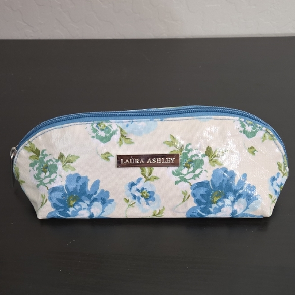 Laura Ashley | Bags | Vintage Laura Ashley Blue Floral Pouch Cosmetic ...